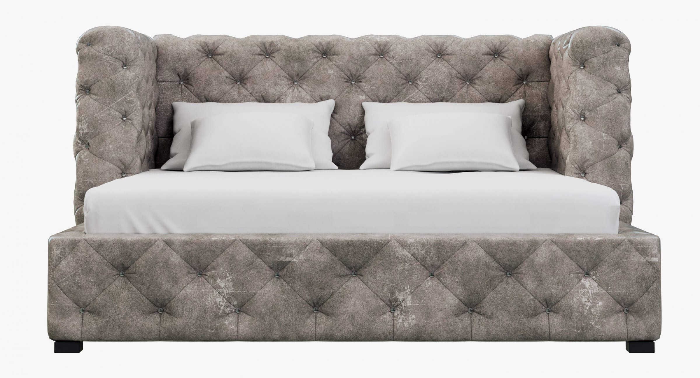 RH Tribeca Tufted Leather Platform Bed - 3D Model by zifir3d