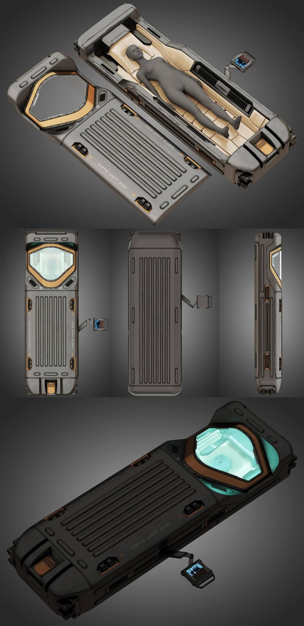 Sci-Fi Cryo Capsule 3D Model by zifir3d