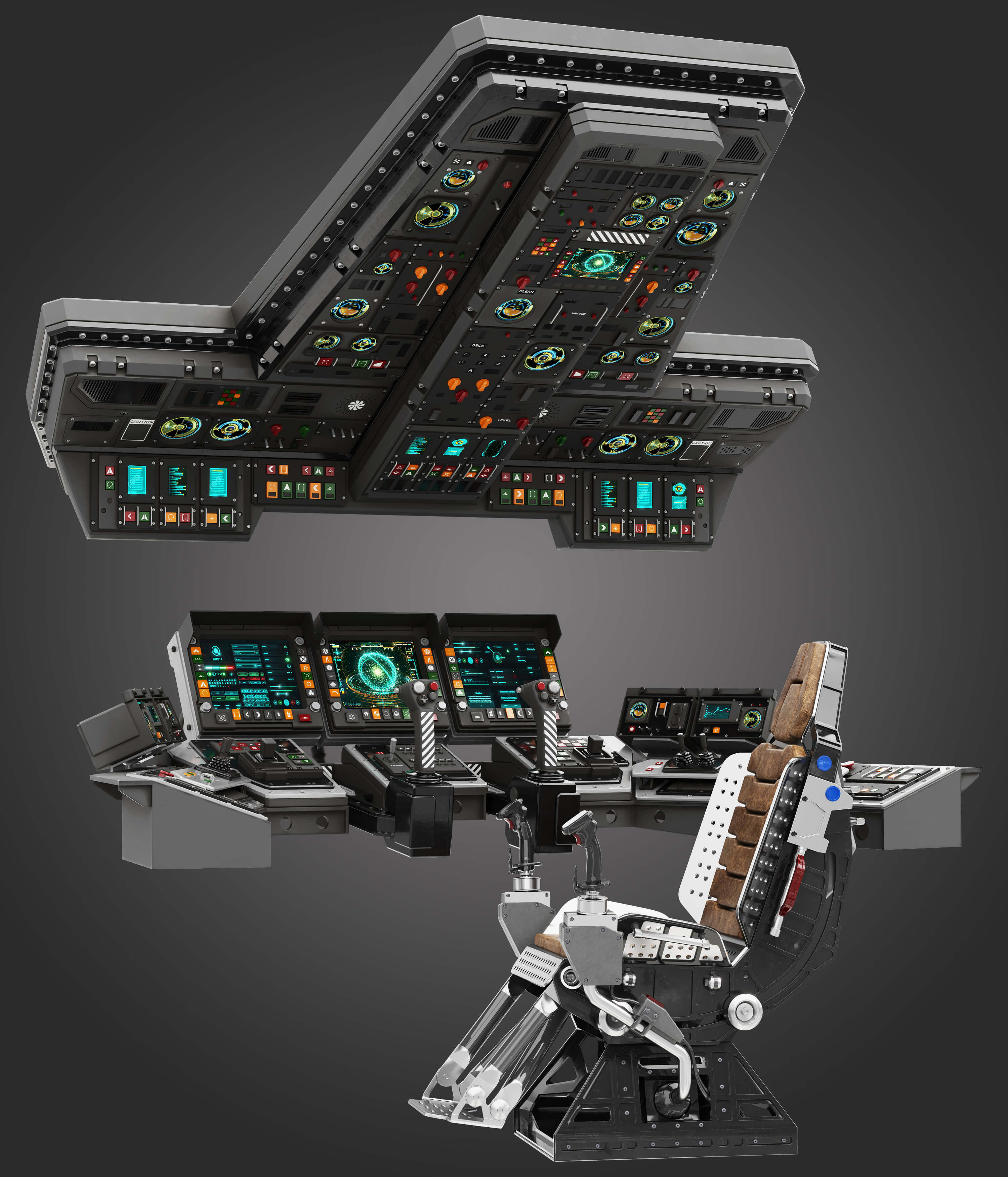 Spaceship Bridge Interior 2 - 3D Model by zifir3d