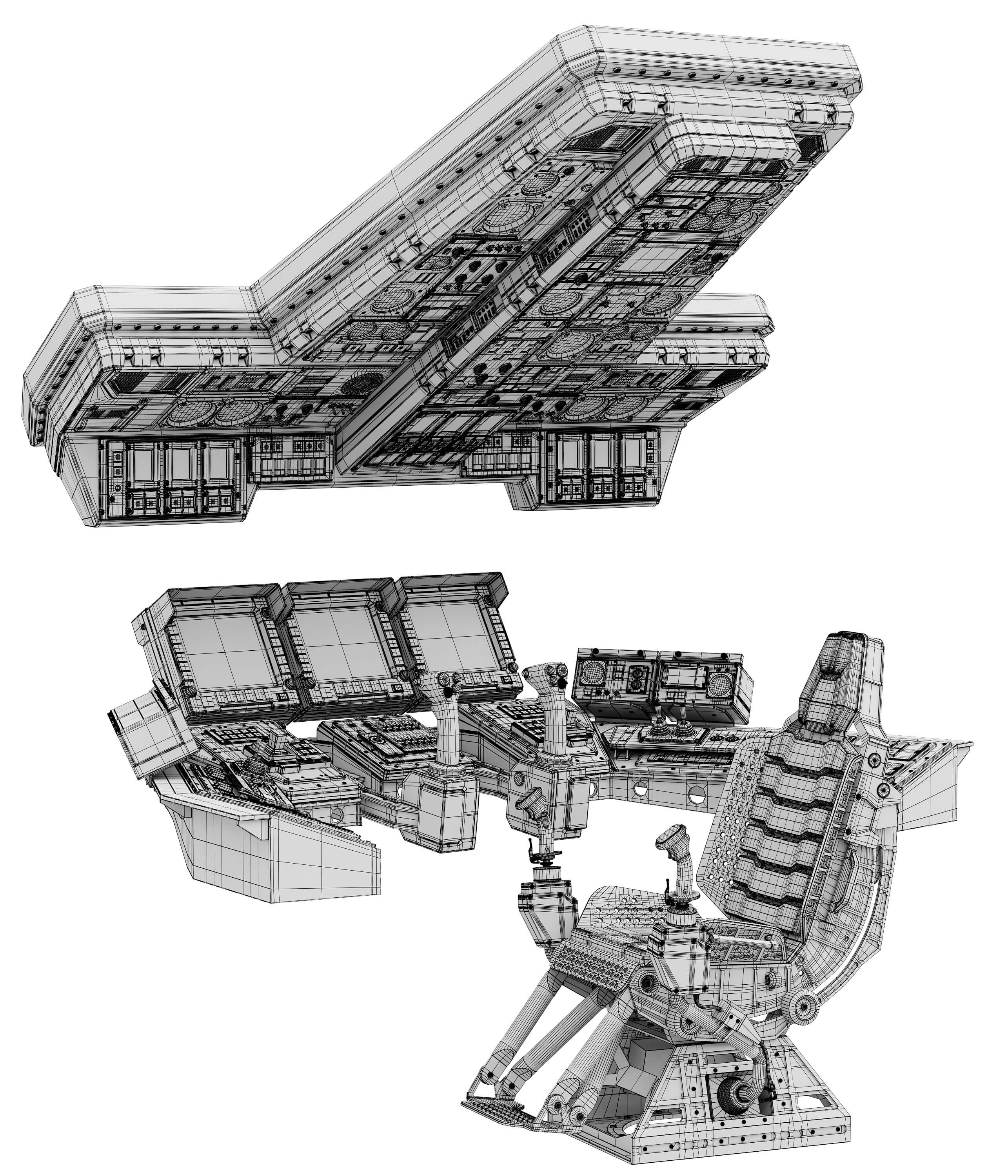 Spaceship Bridge Interior 2 - 3D Model by zifir3d