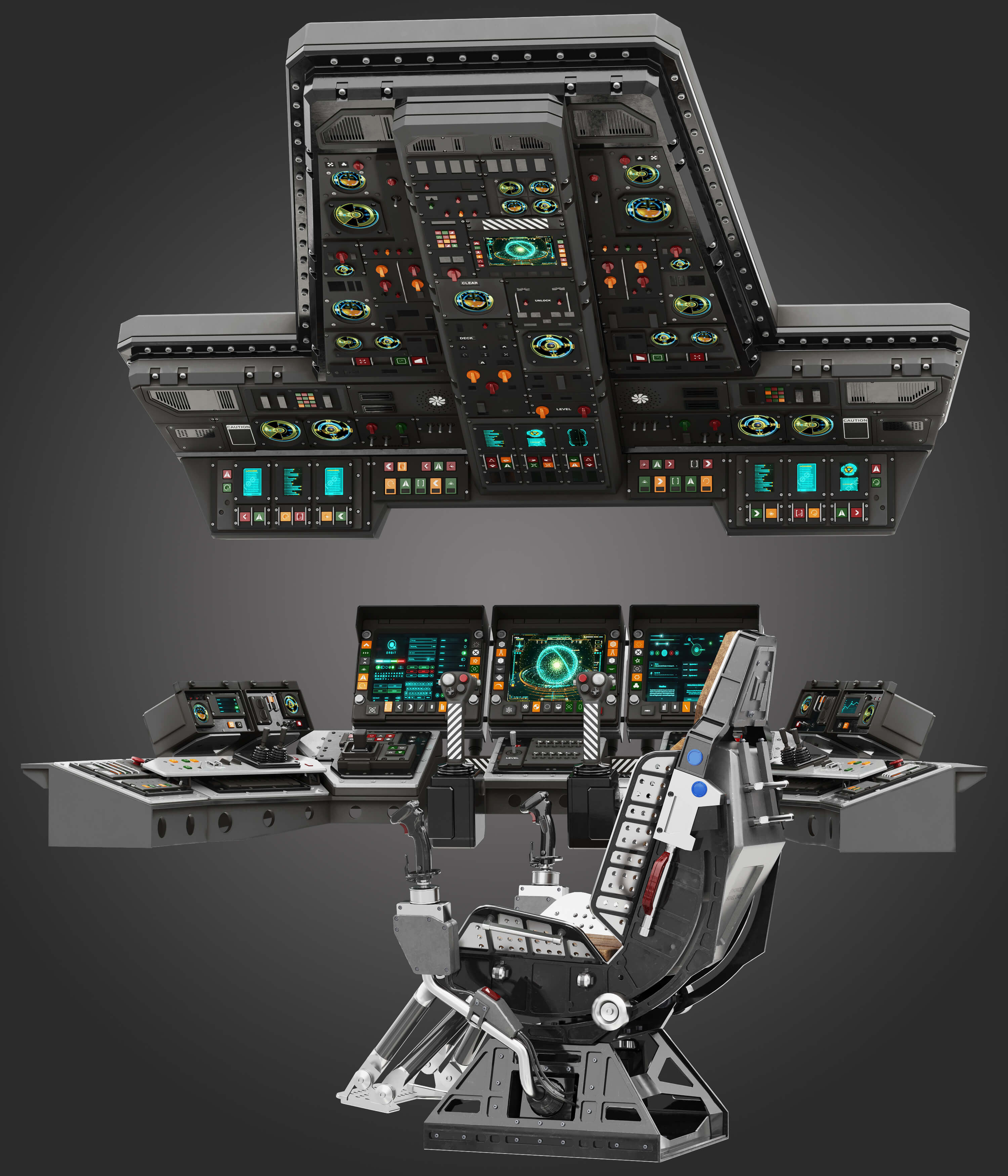 Spaceship Bridge Interior 2 - 3D Model by zifir3d