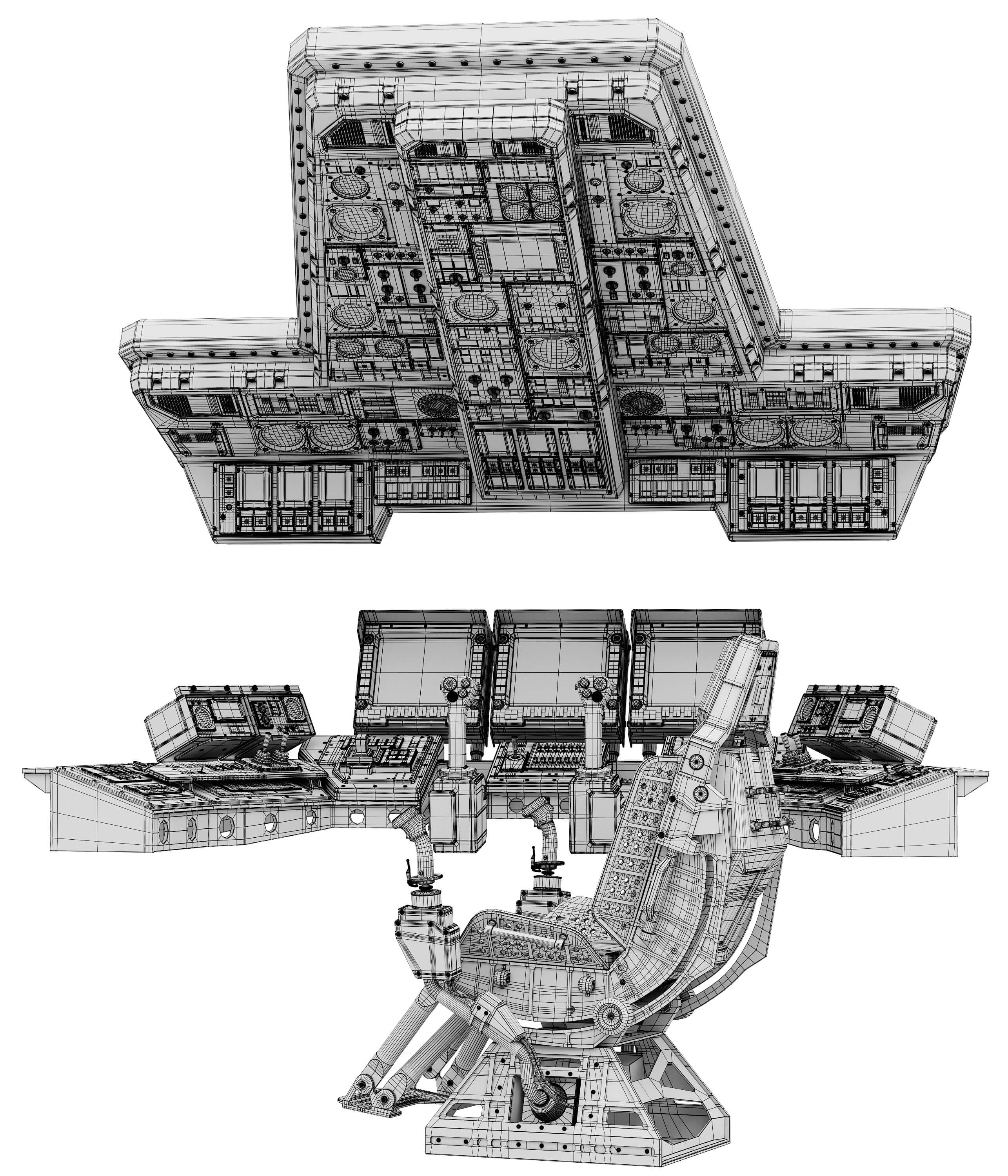 Spaceship Bridge Interior 2 - 3D Model by zifir3d