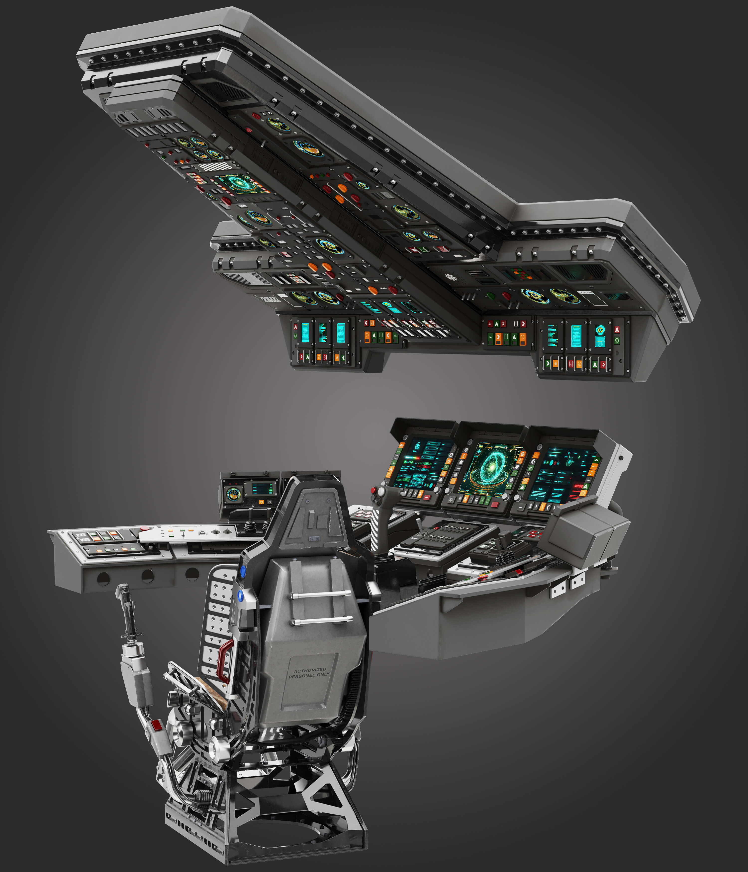 Spaceship Bridge Interior 2 - 3D Model by zifir3d