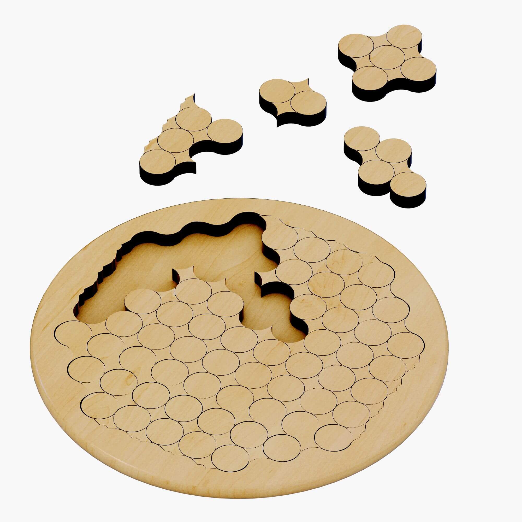 Wooden Circles Geometric Puzzle - 3D Model by zifir3d