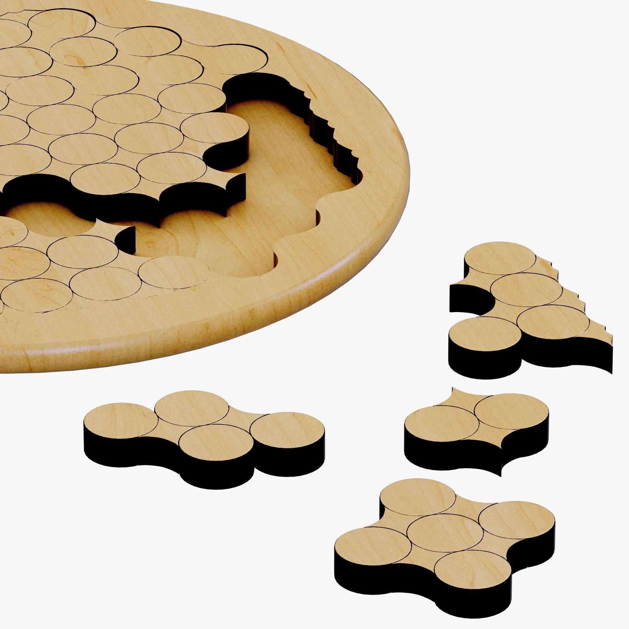 Wooden Circles Geometric Puzzle - 3D Model by zifir3d