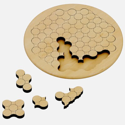 Wooden Circles Geometric Puzzle - 3D Model by zifir3d