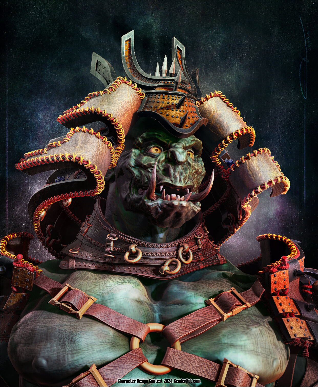 Orc Spear Warrior 3D Render, Digital Art by ZIggleFr