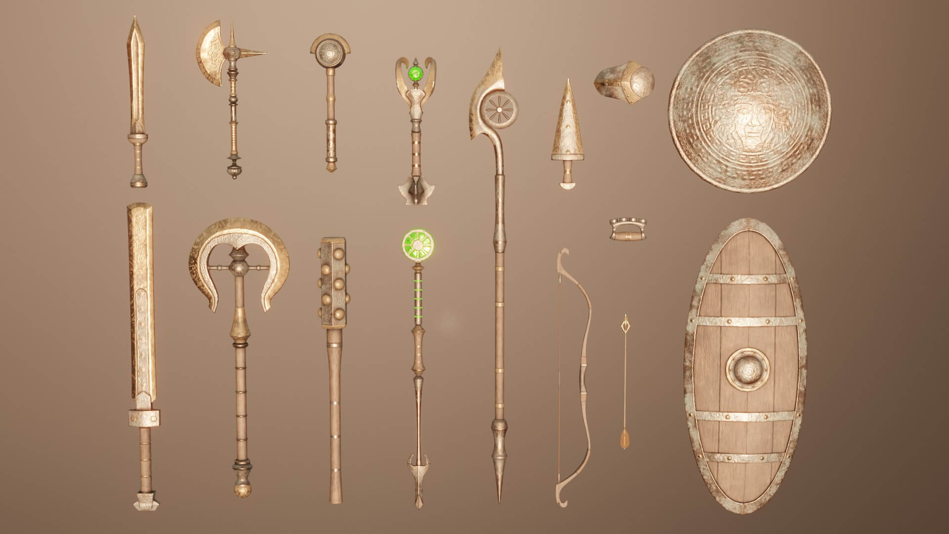Bronze Weapons Fantasy Set - 3D Model by Zilbeerman