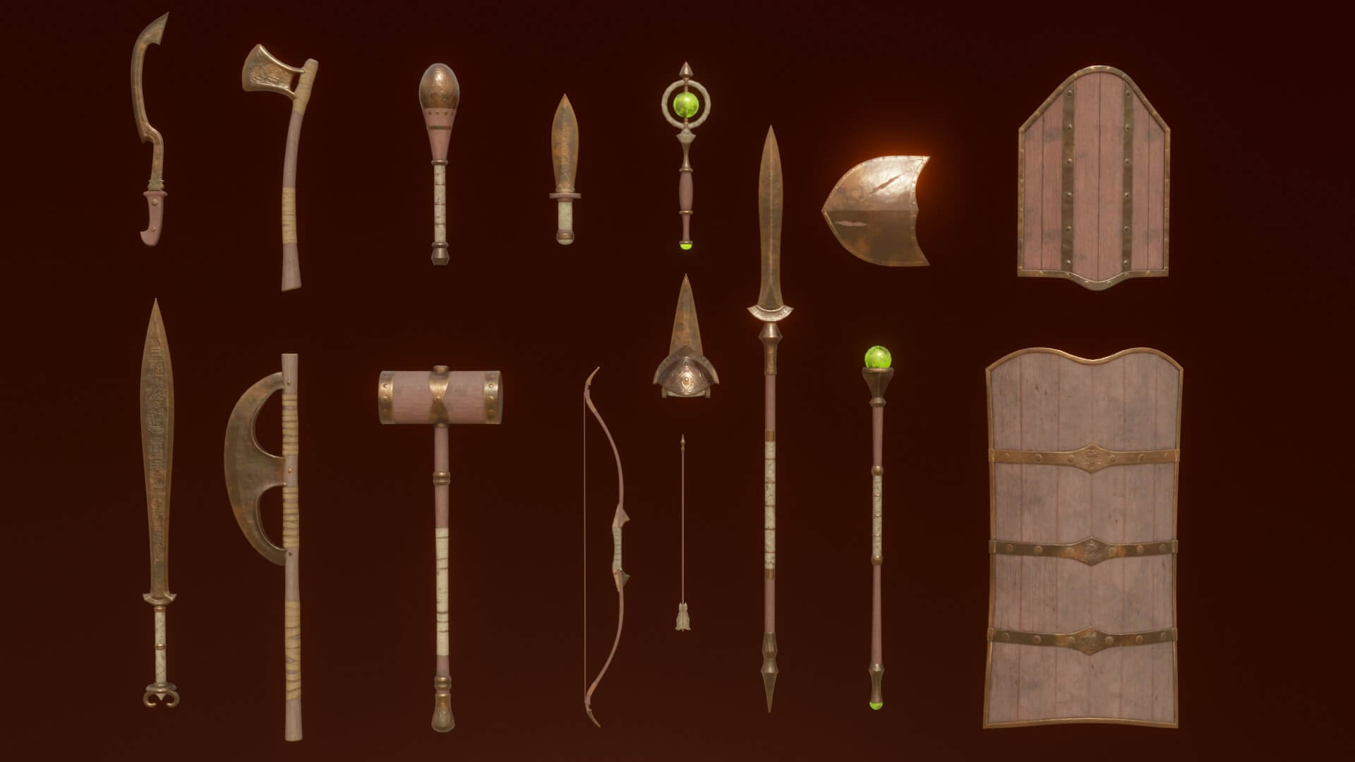 Copper Fantasy Weapon Set - 3D Model by Zilbeerman