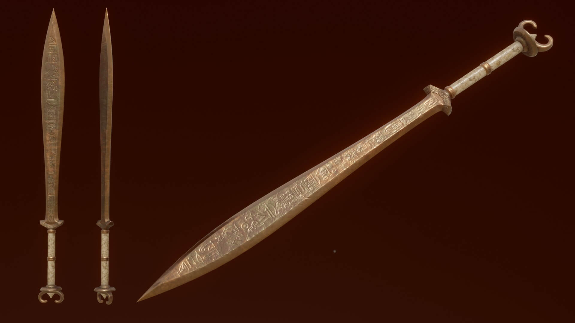 Copper Fantasy Weapon Set - 3D Model by Zilbeerman