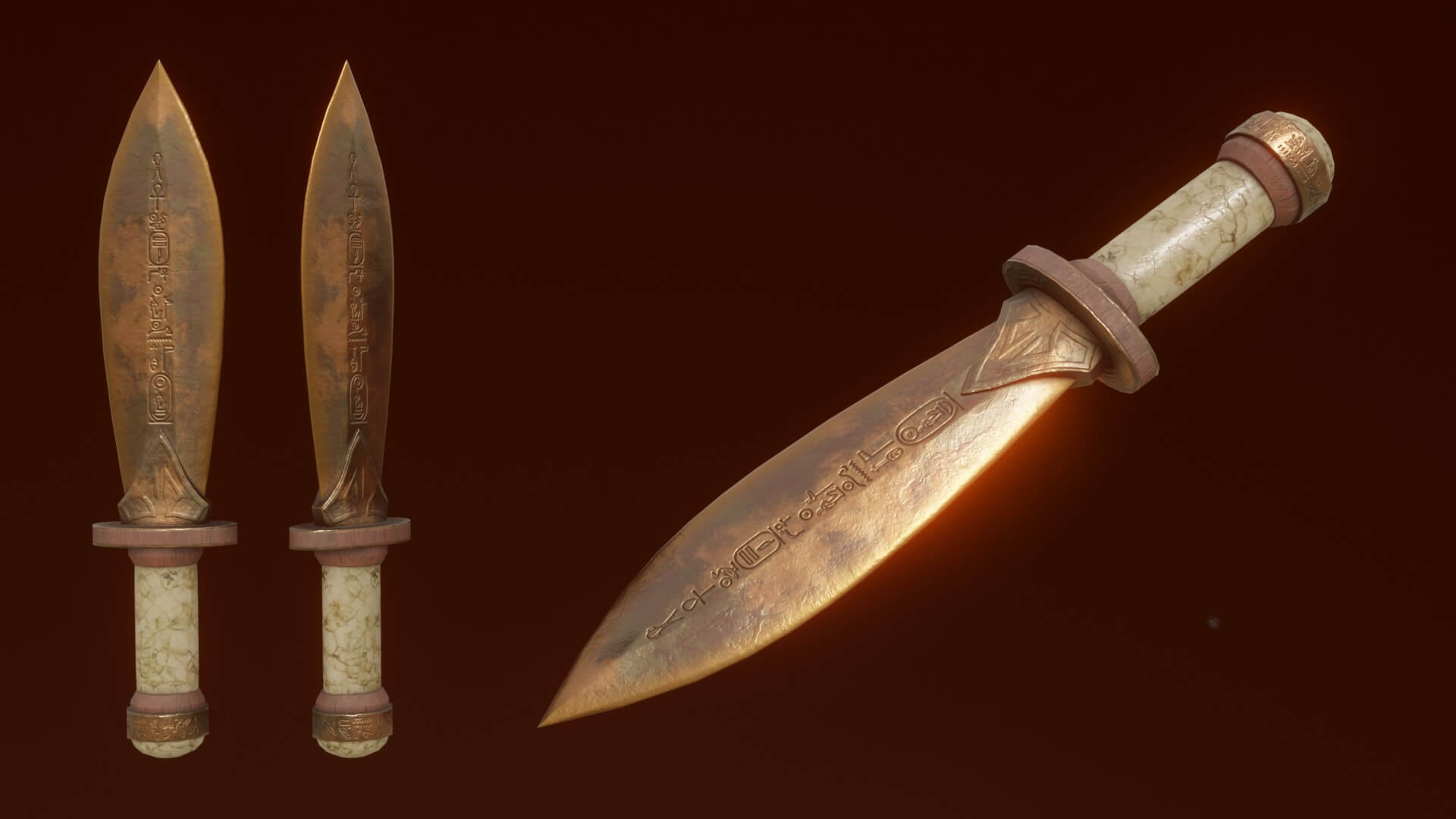 Copper Fantasy Weapon Set - 3D Model by Zilbeerman
