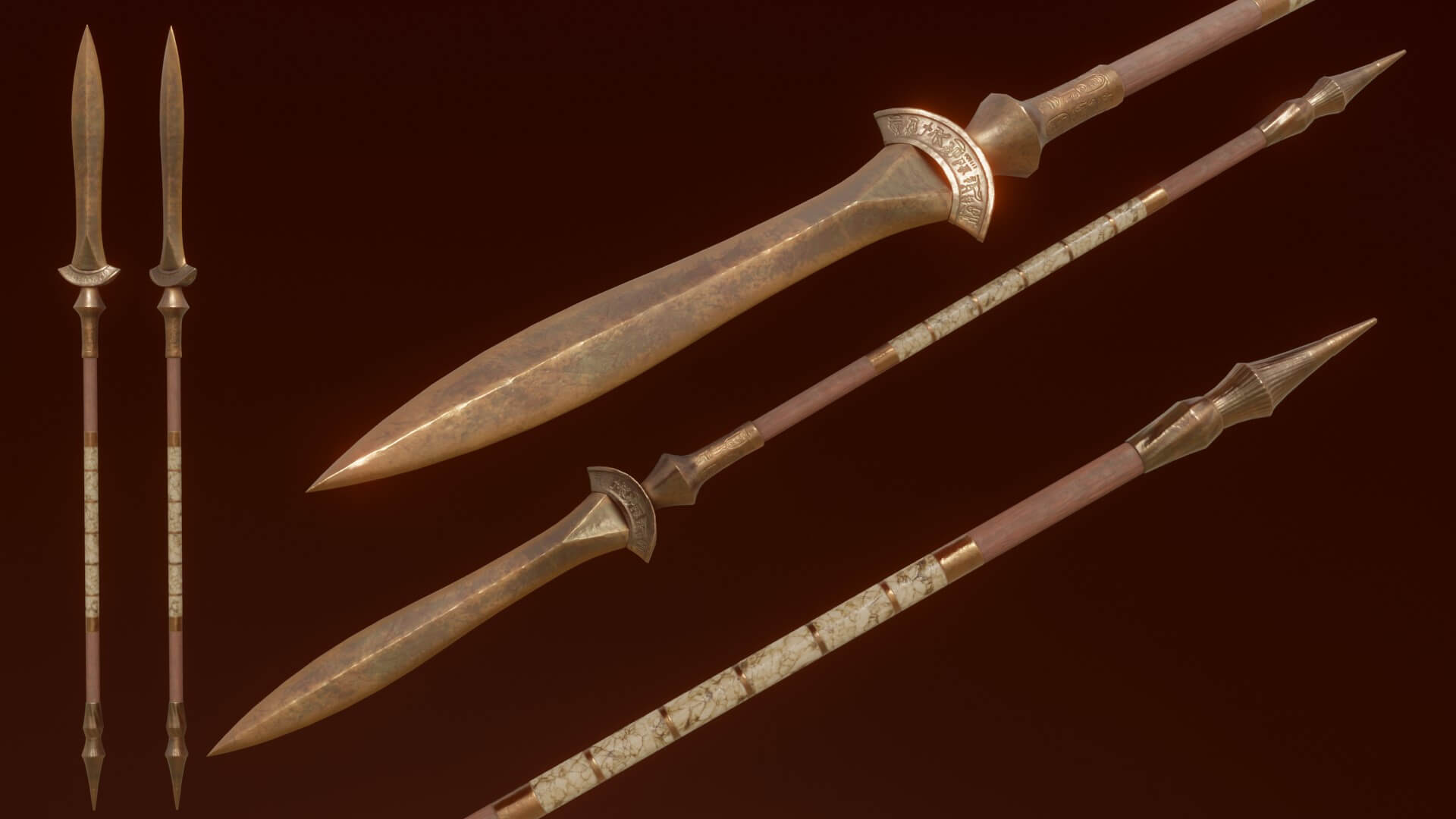 Copper Fantasy Weapon Set - 3D Model by Zilbeerman