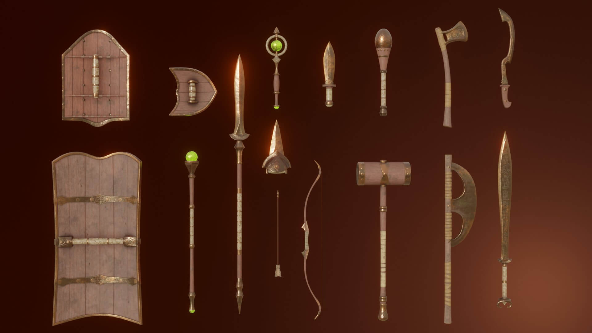 Copper Fantasy Weapon Set - 3D Model by Zilbeerman