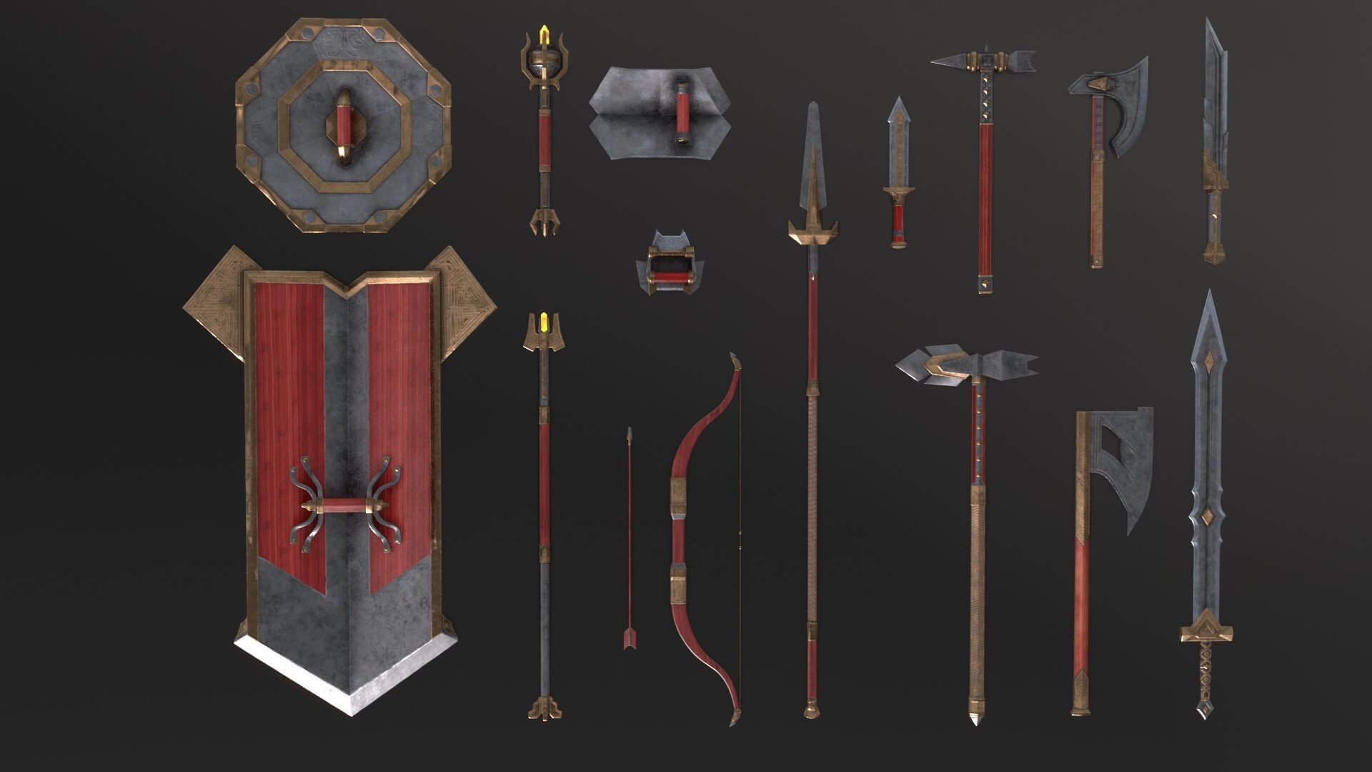 Fantasy Set Of Gnome Weapons - 3D Model by Zilbeerman