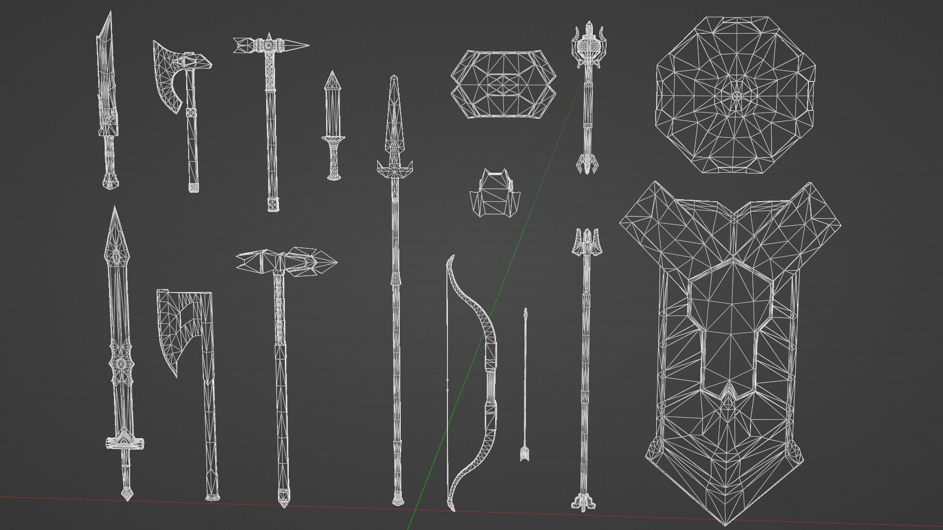 Fantasy Set Of Gnome Weapons - 3D Model by Zilbeerman