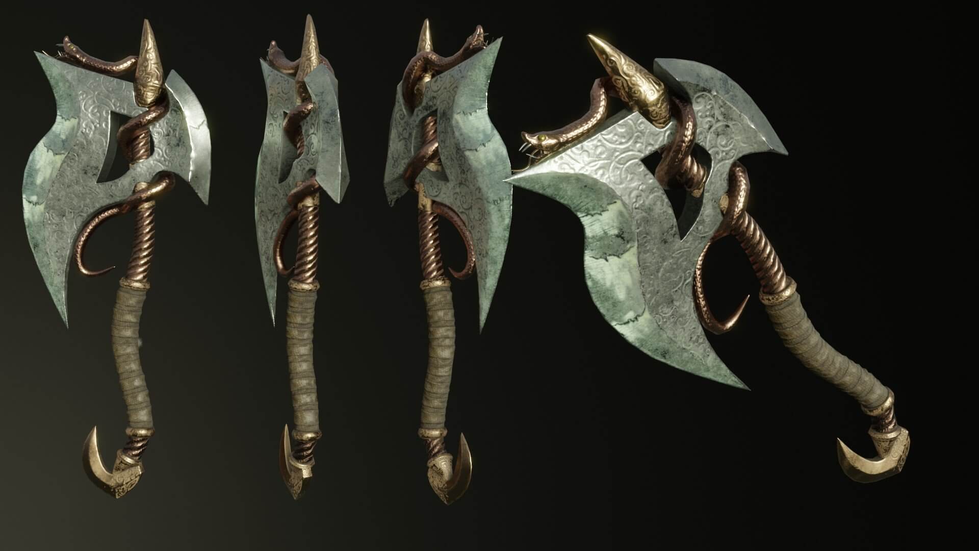 Fantasy Snake Weapon Set - 3D Model by Zilbeerman
