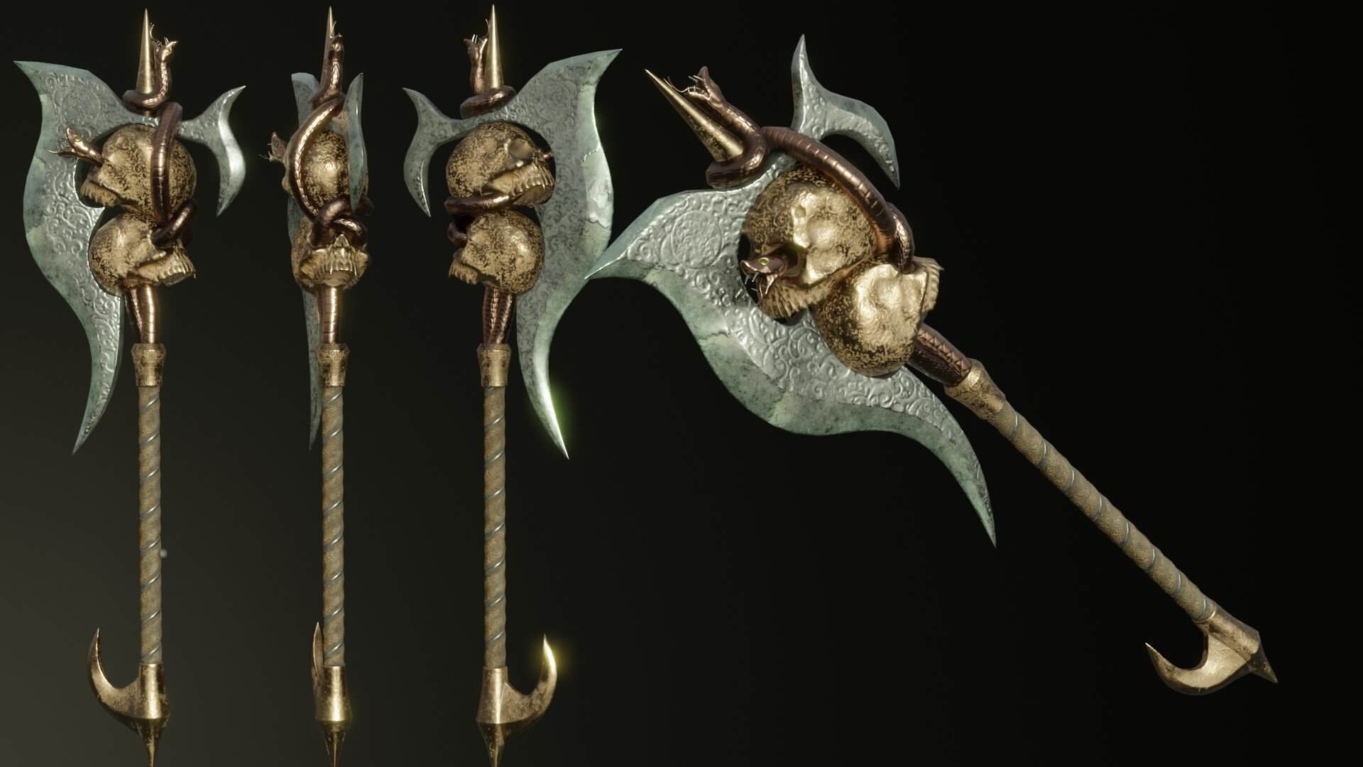 Fantasy Snake Weapon Set - 3D Model by Zilbeerman