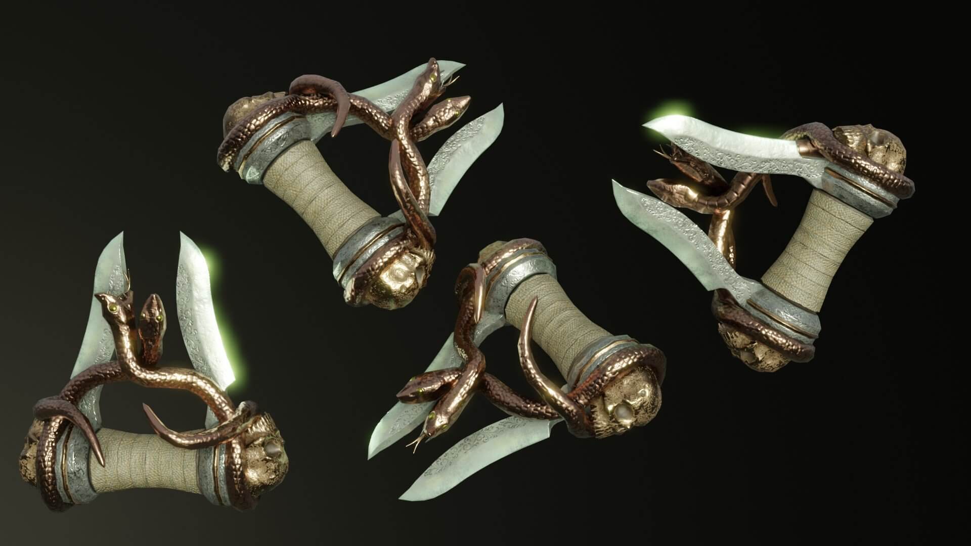 Fantasy Snake Weapon Set - 3D Model by Zilbeerman