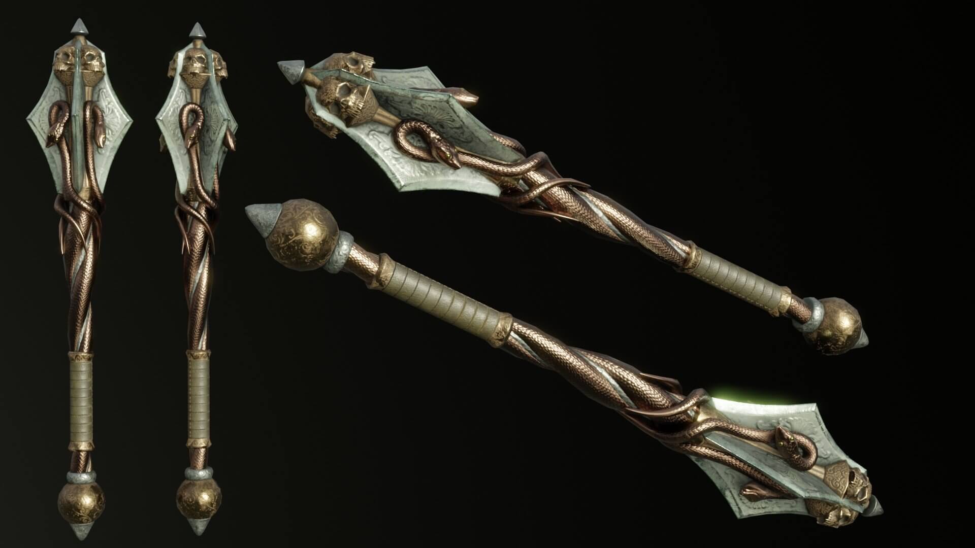 Fantasy Snake Weapon Set - 3D Model by Zilbeerman