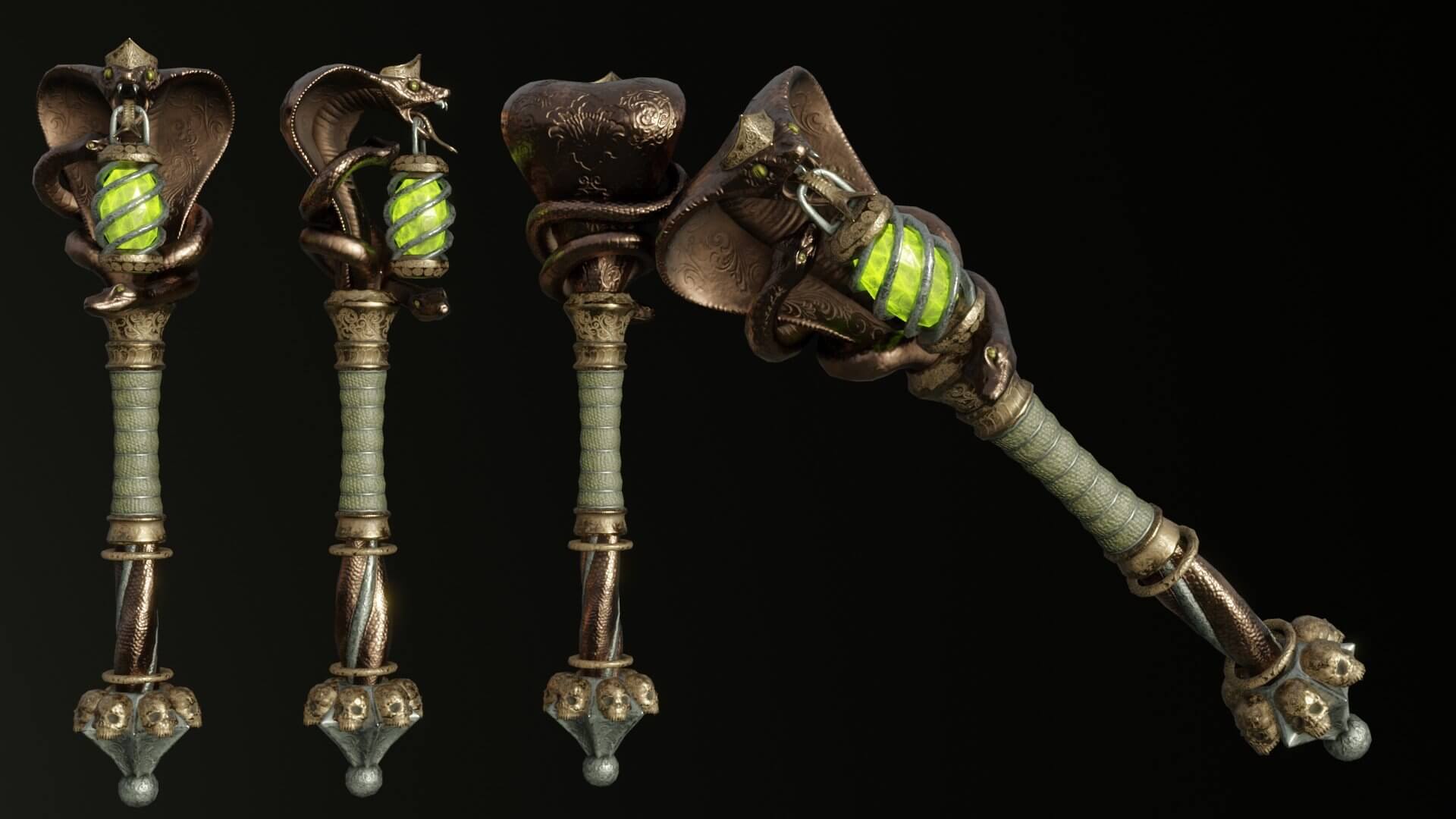 Fantasy Snake Weapon Set - 3D Model by Zilbeerman
