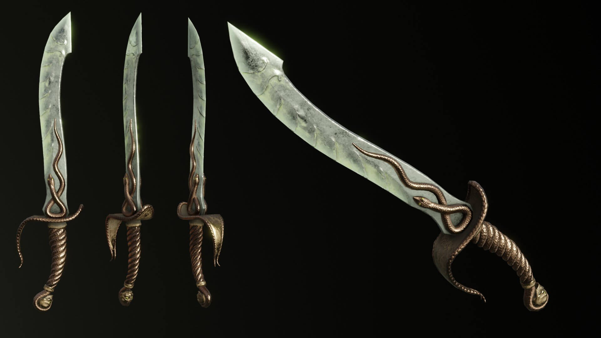 Fantasy Snake Weapon Set - 3D Model by Zilbeerman