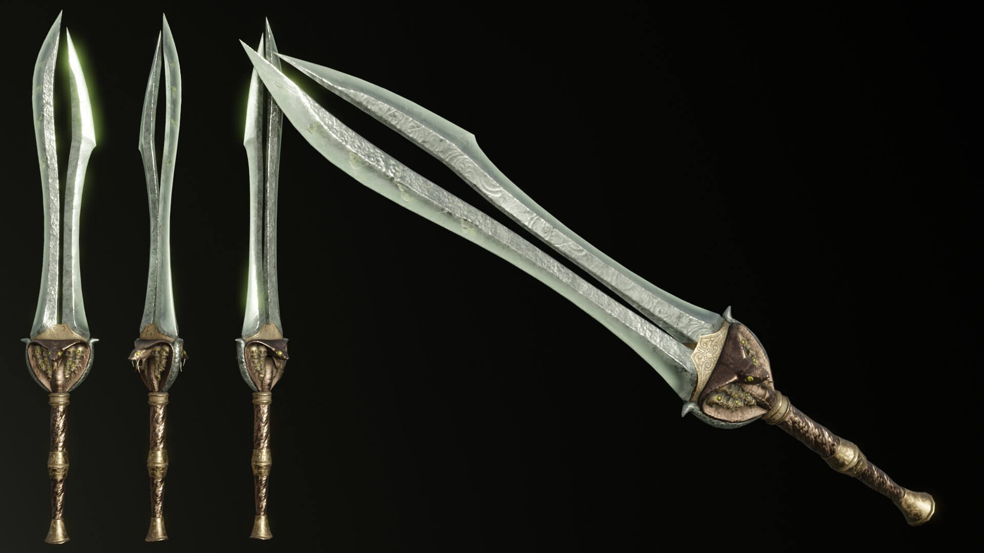 Fantasy Snake Weapon Set - 3D Model by Zilbeerman