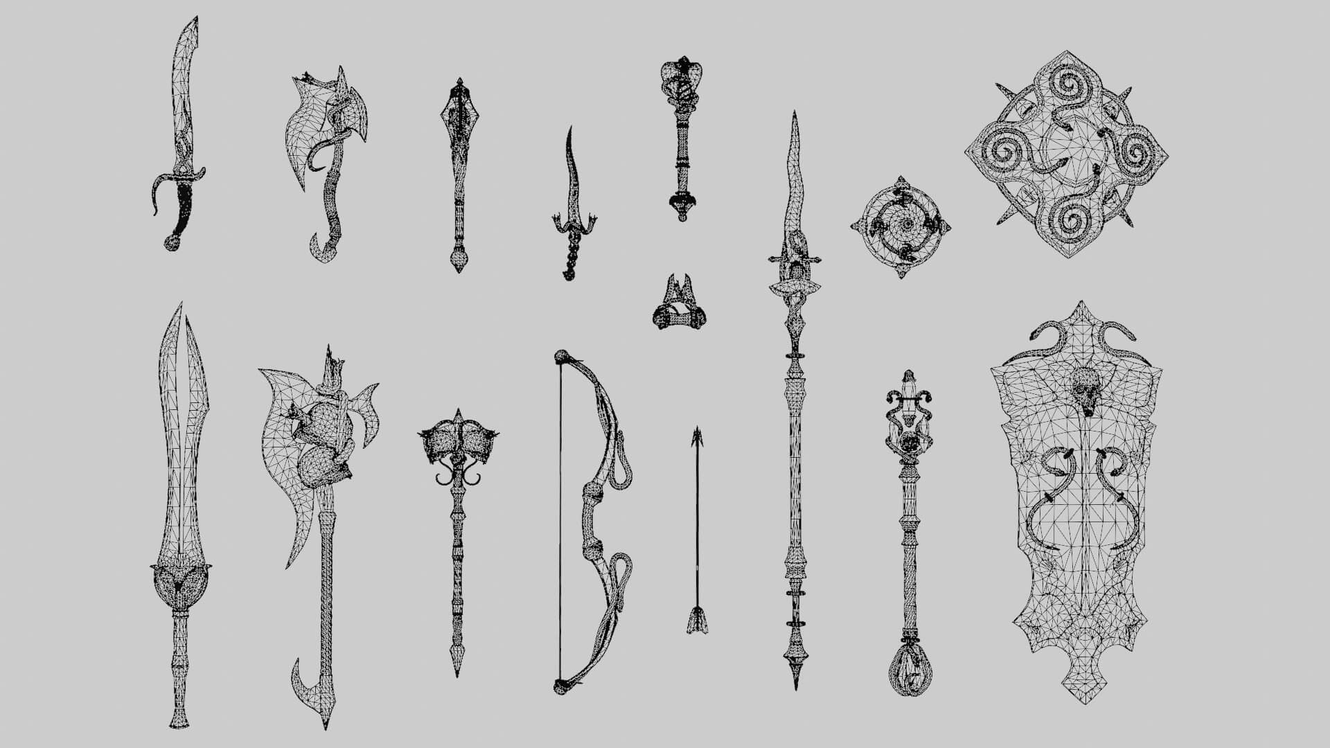 Fantasy Snake Weapon Set - 3D Model by Zilbeerman