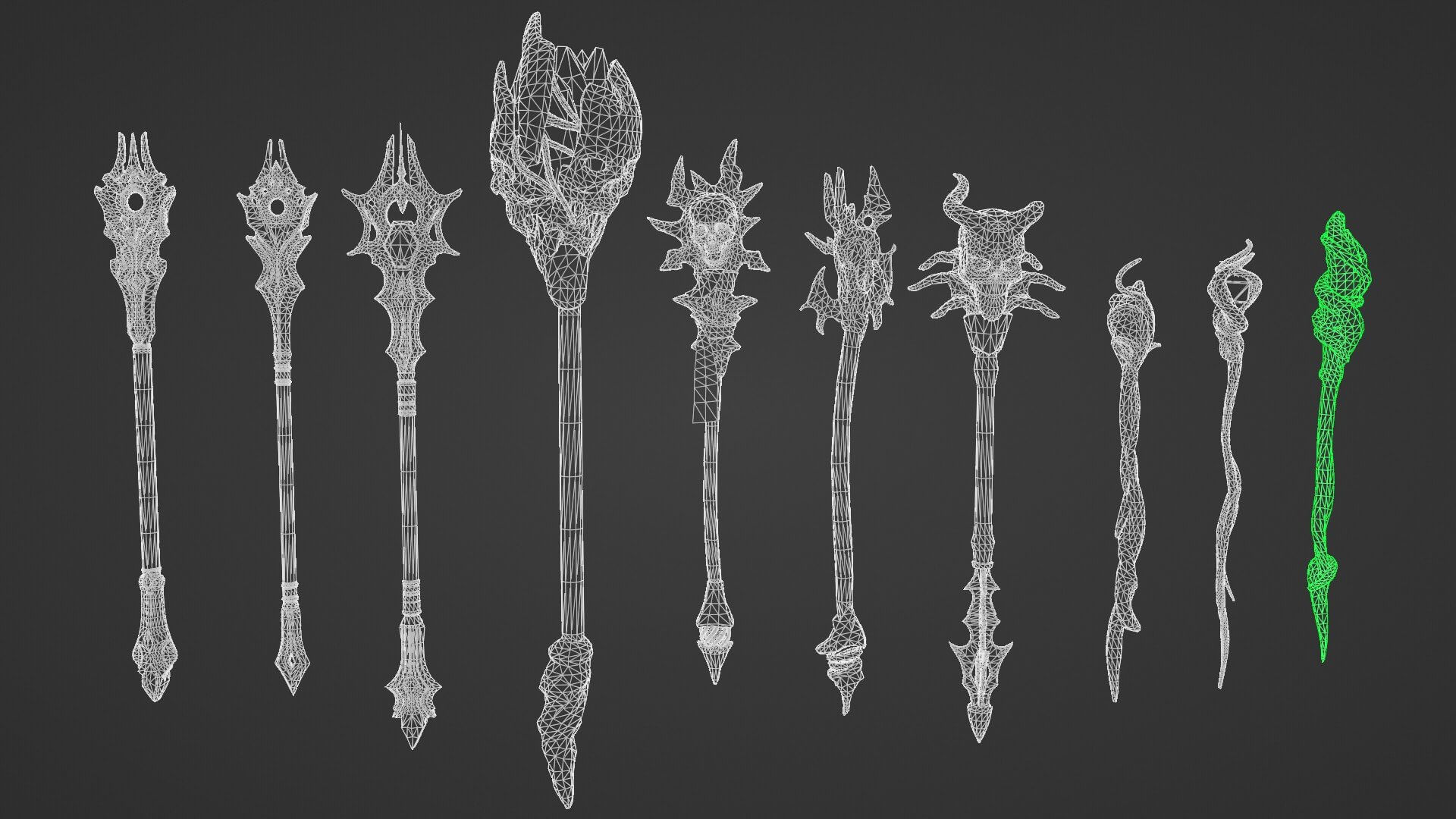 Fantasy Staff Pack 03 - 3D Model by Zilbeerman
