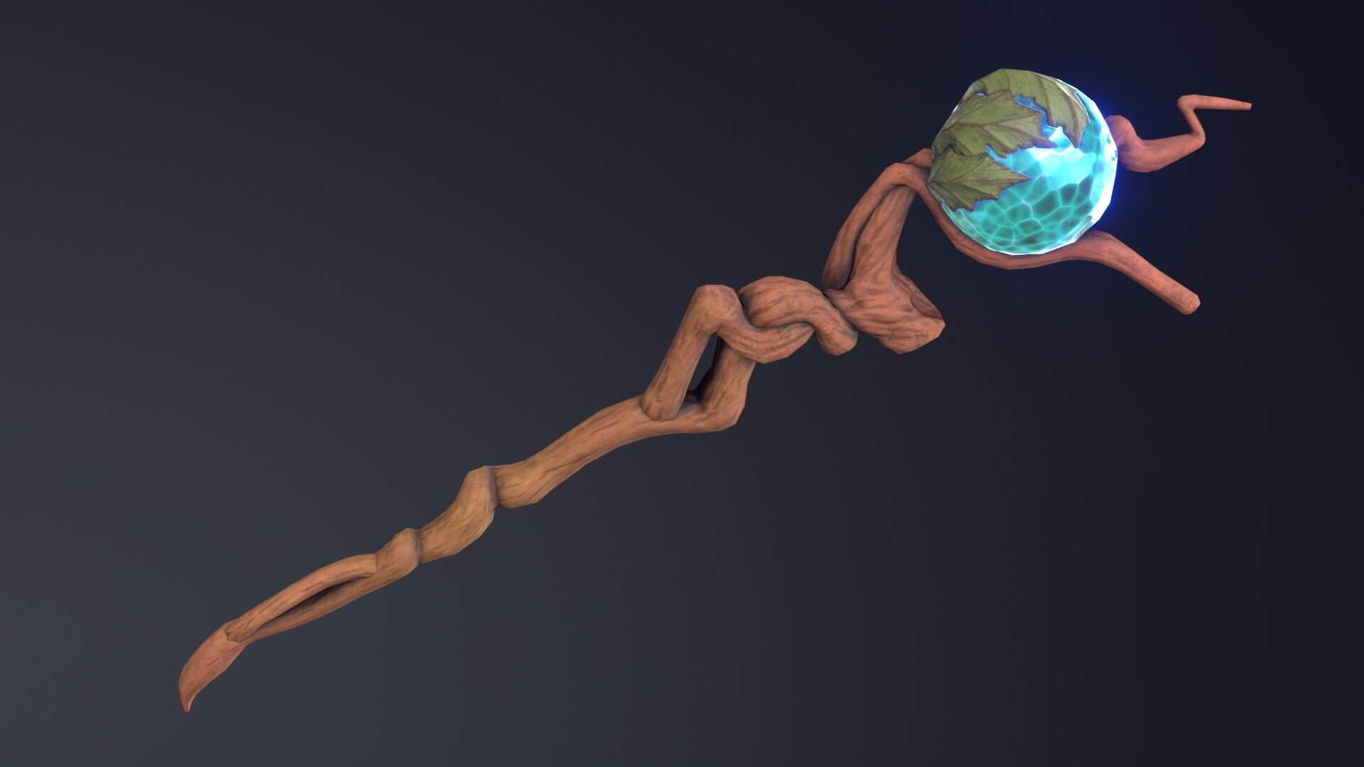 Wooden Staff With Crystal Ball