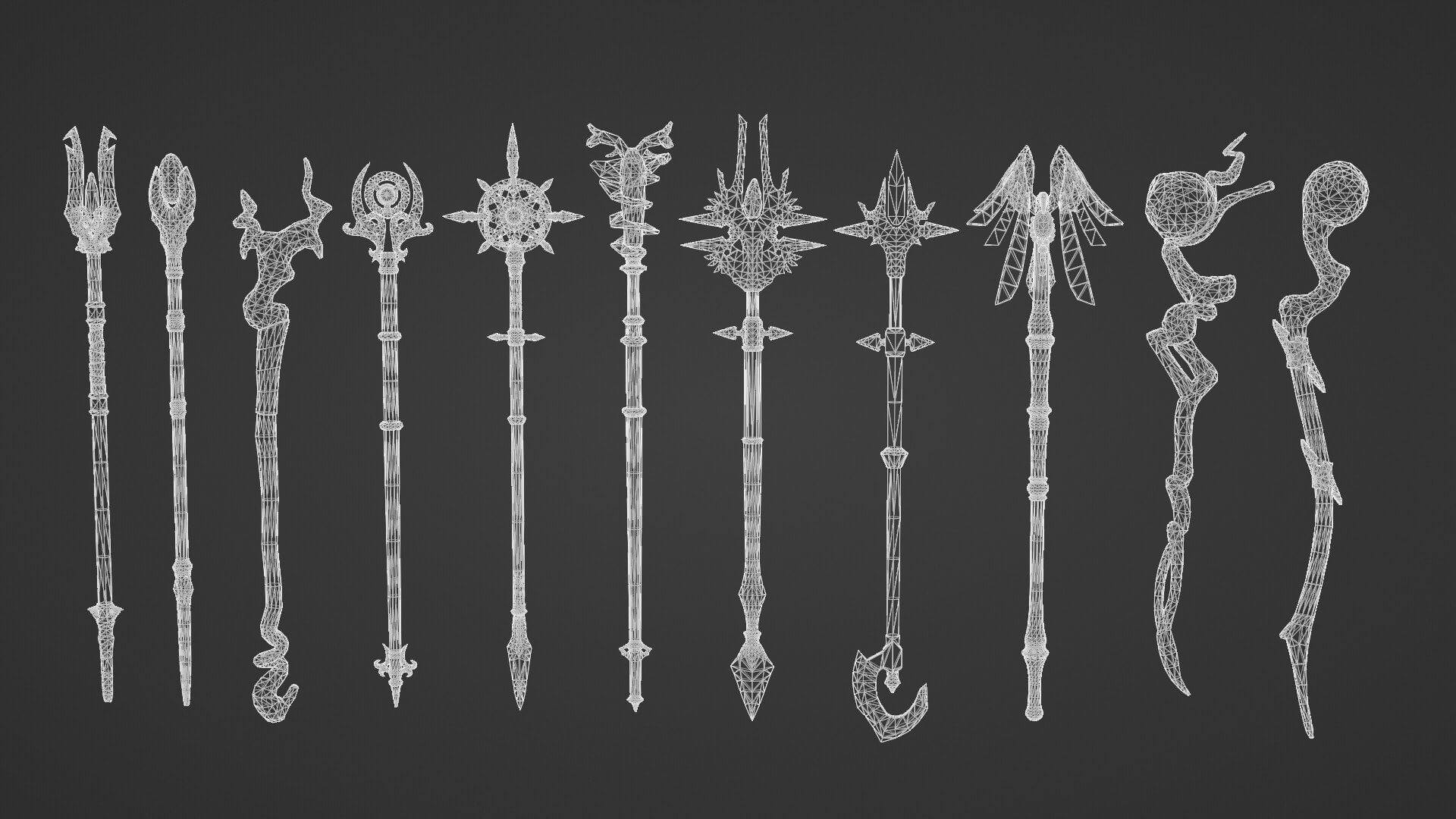 Fantasy Staff Set 05 - 3D Model by Zilbeerman