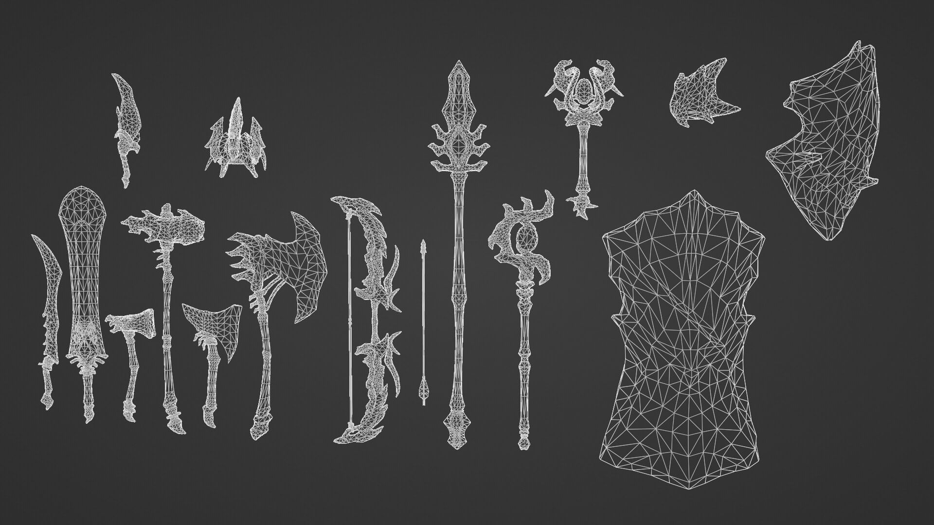 Fantasy Weapon Stone Set - 3D Model by Zilbeerman