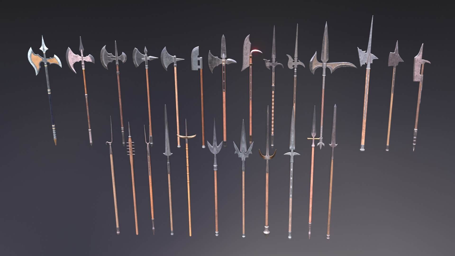 Halberds and Spears - 3D Model by Zilbeerman