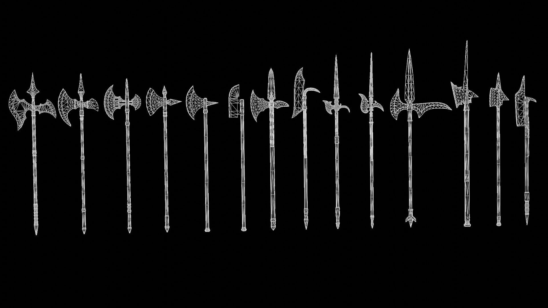 Halberds and Spears - 3D Model by Zilbeerman