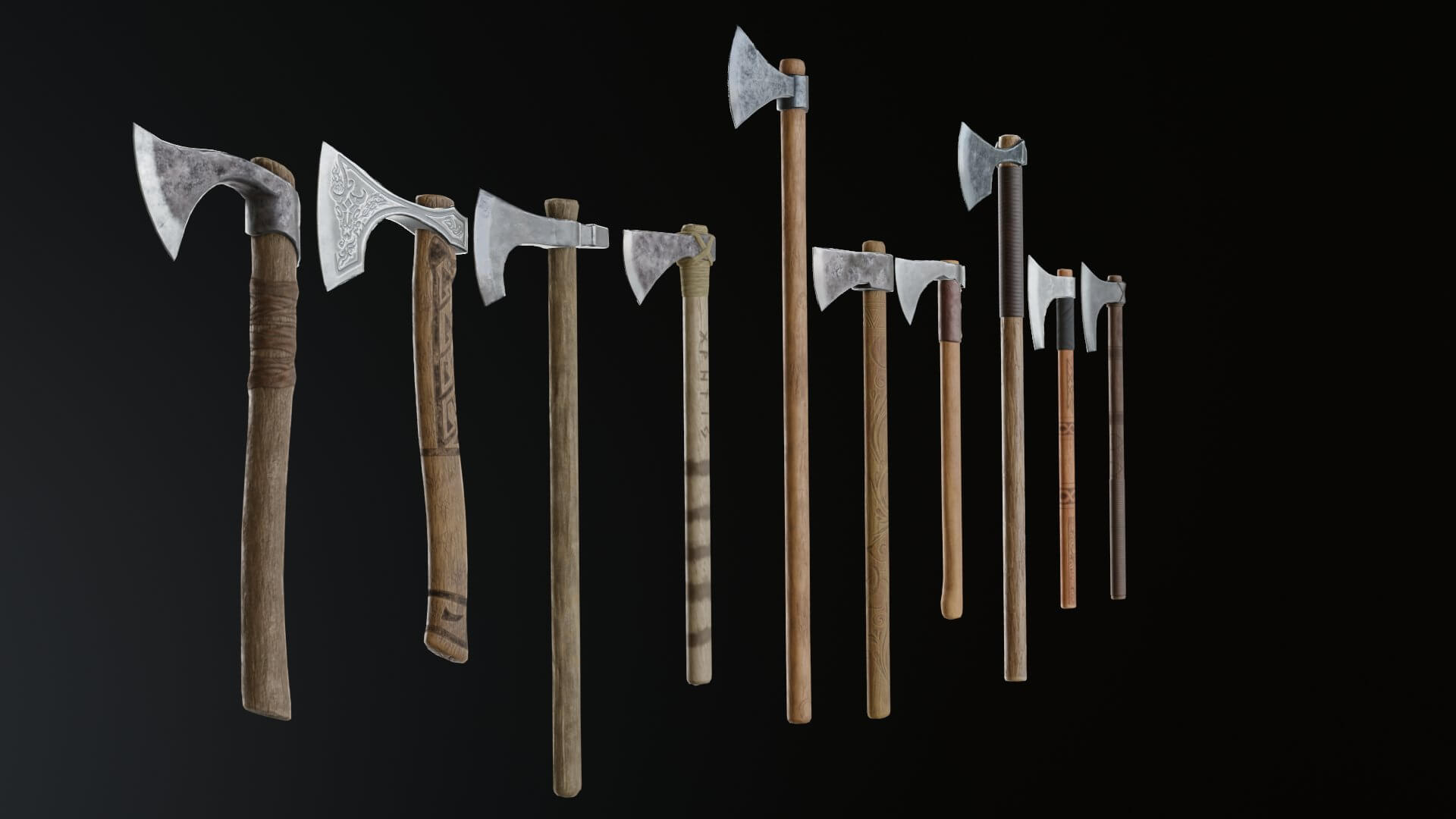 Medieval Ax Set 01 - 3D Model by Zilbeerman