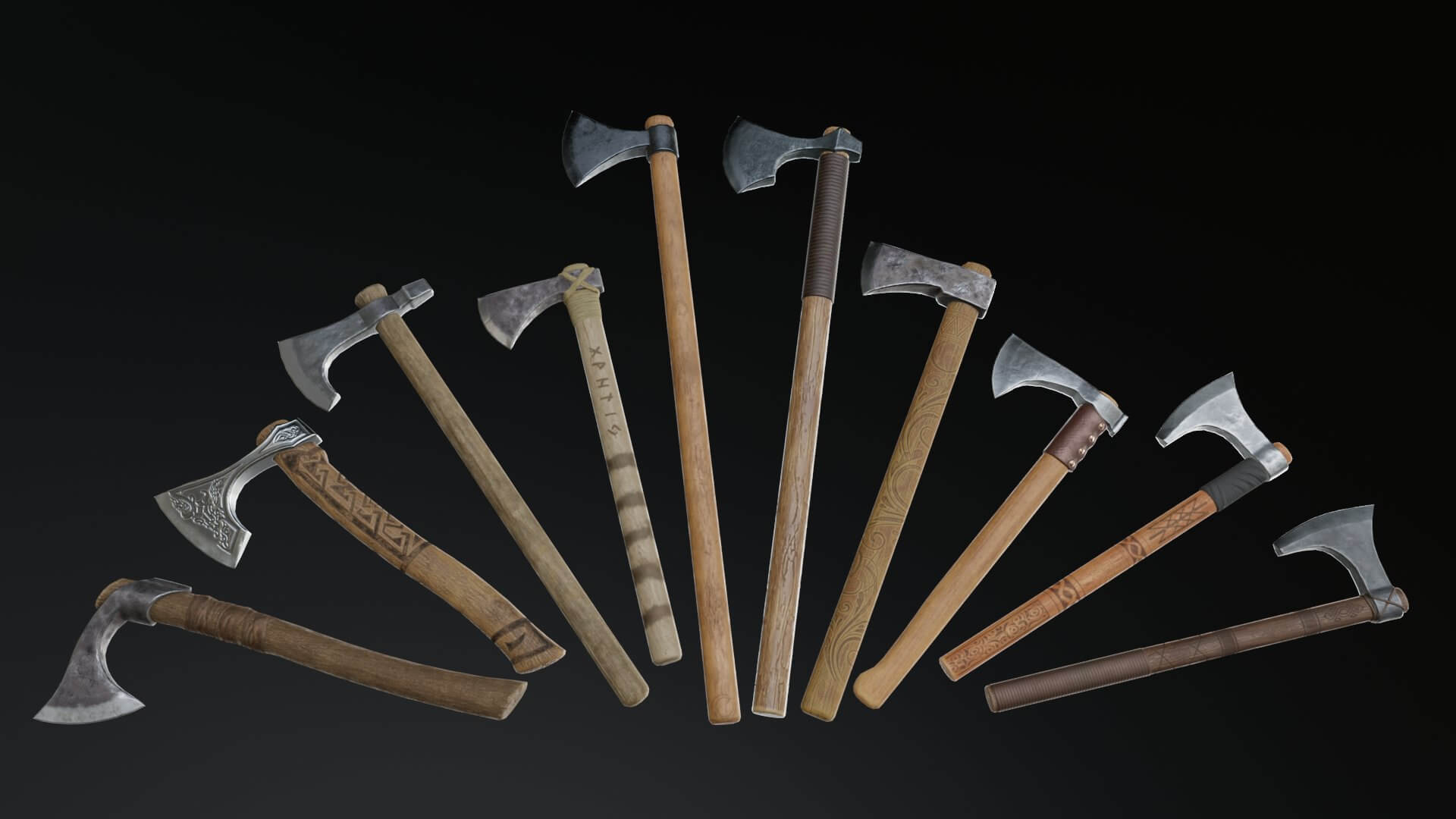 Medieval Ax Set 01 - 3D Model by Zilbeerman