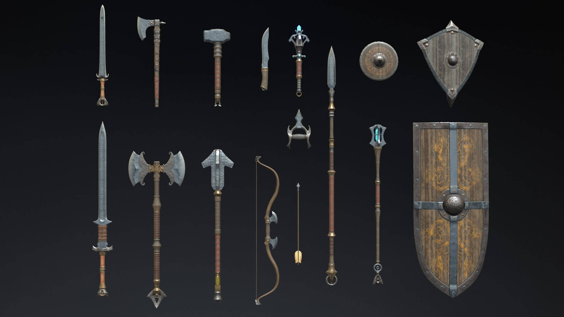 Nordic Fantasy Weapon Set - 3D Model by Zilbeerman