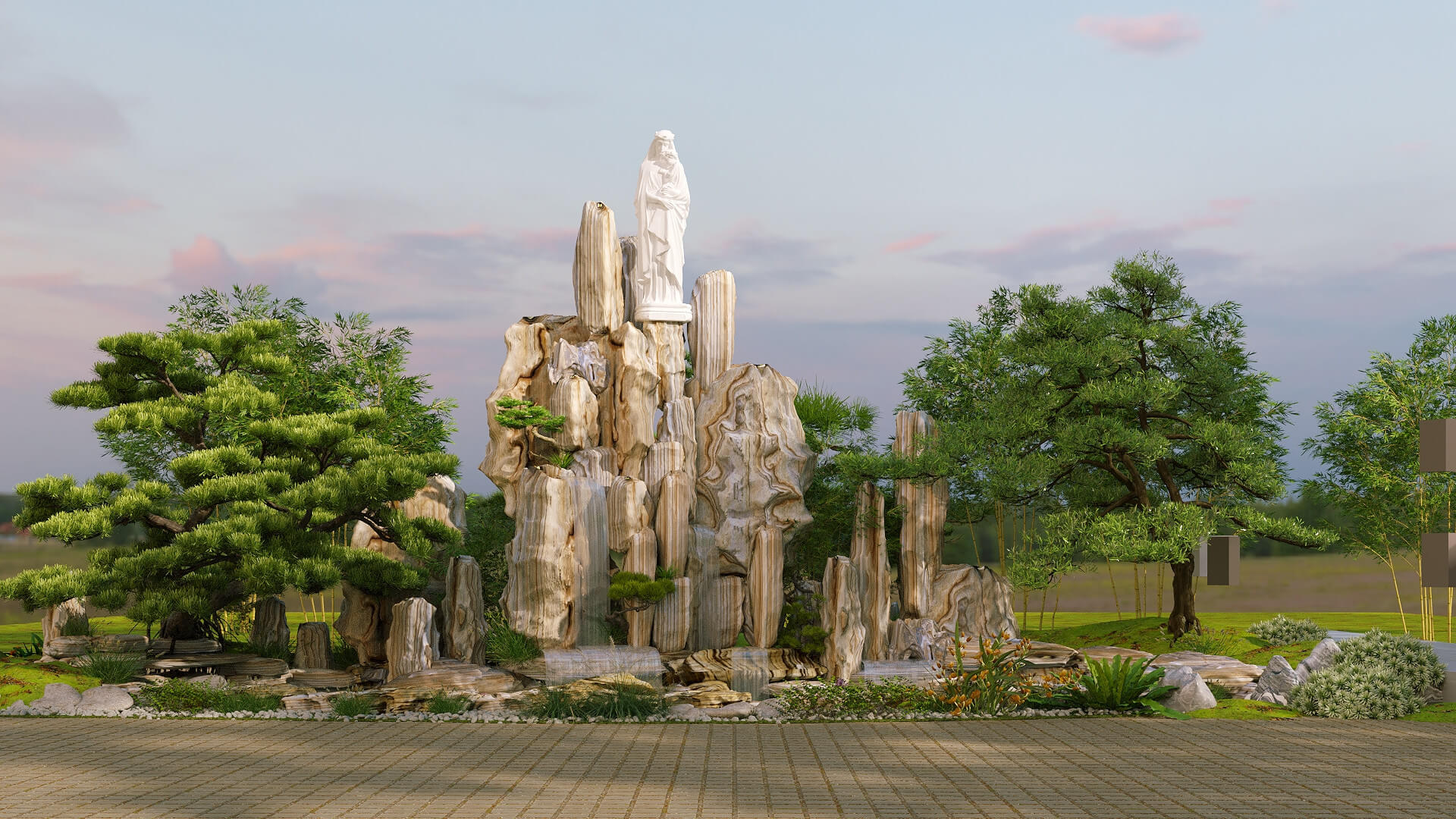 Outdoor Landscape of Mountains, Waters, and Stones - 3D Model by zjls9933