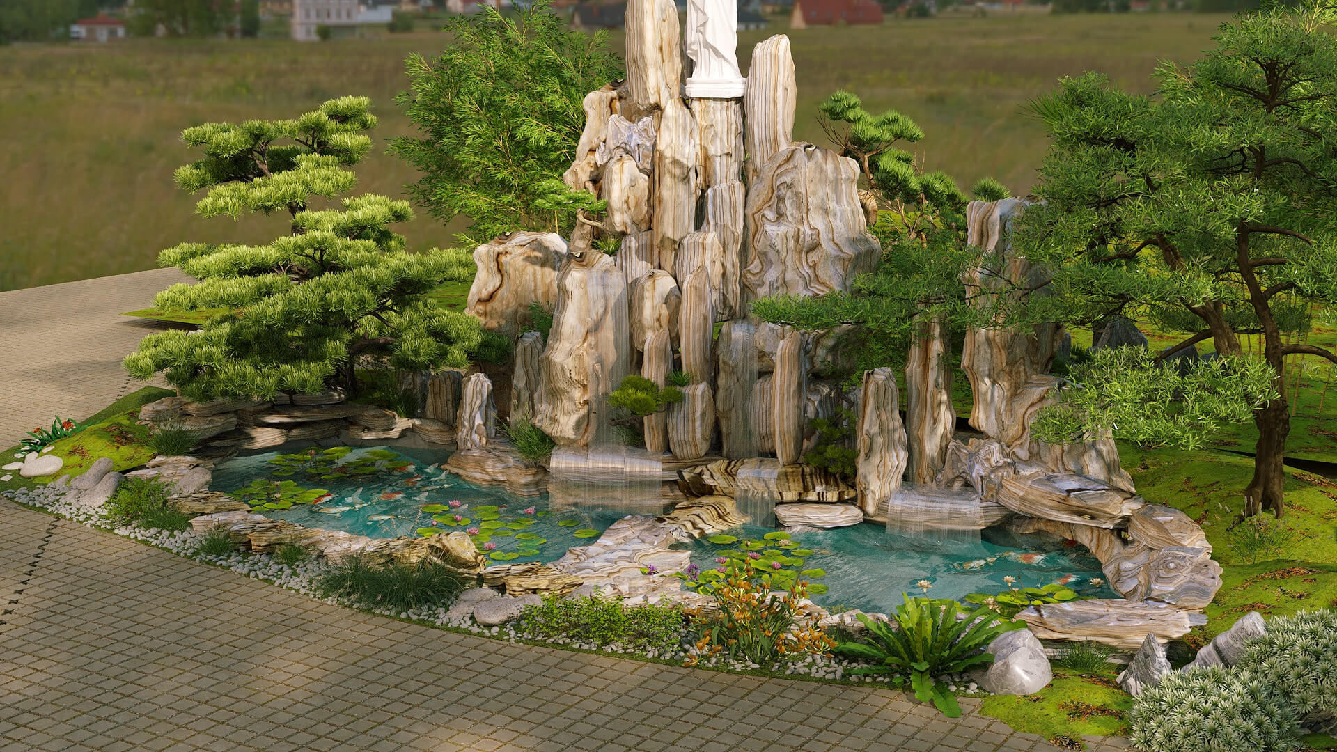 Outdoor Landscape of Mountains, Waters, and Stones - 3D Model by zjls9933