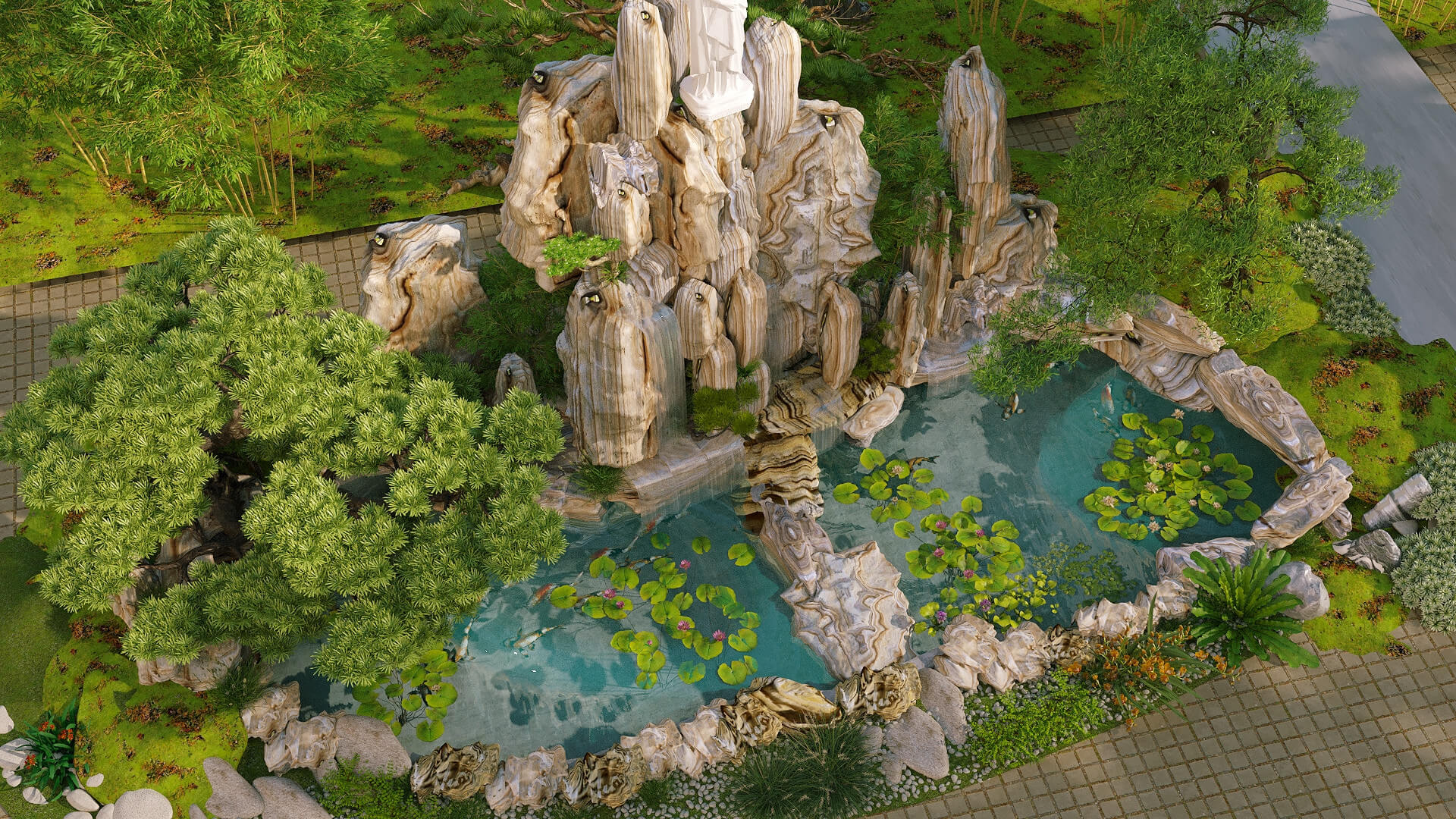 Outdoor Landscape of Mountains, Waters, and Stones - 3D Model by zjls9933