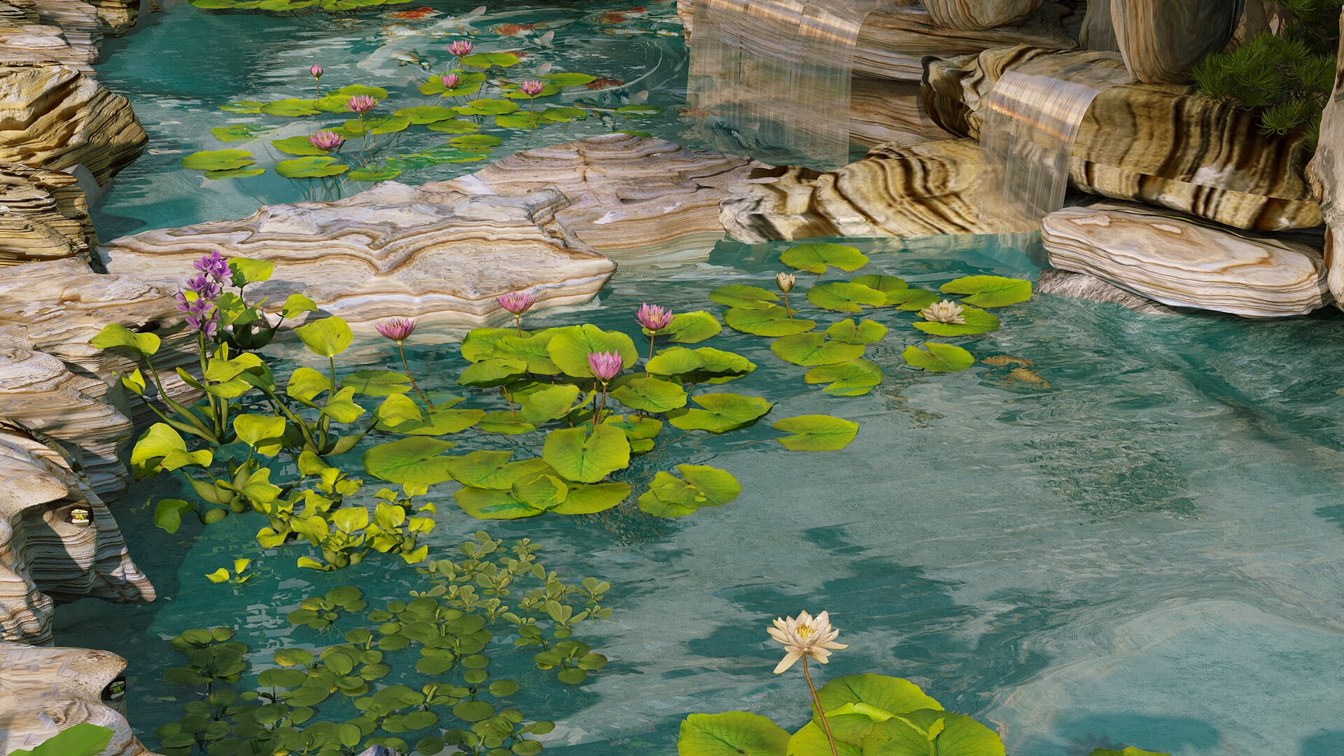 Outdoor Landscape of Mountains, Waters, and Stones - 3D Model by zjls9933