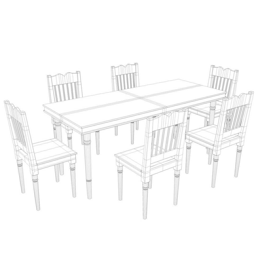 Dinner Table 3 - 3D Model by Zombieblack