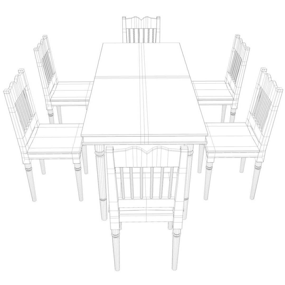 Dinner Table 3 - 3D Model by Zombieblack