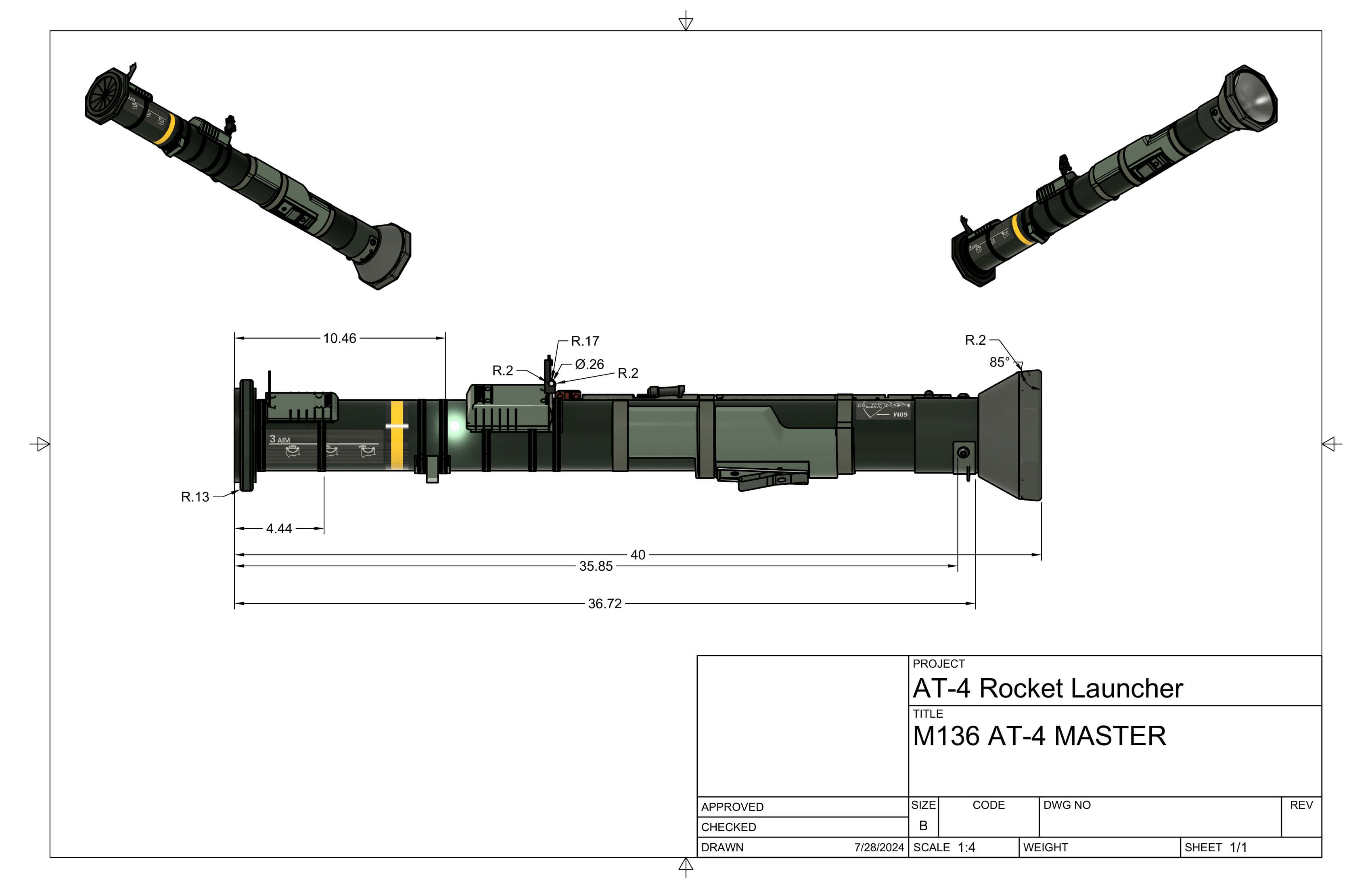 M136 AT-4 Rocket Launcher - Highly Detailed/Accurate 3D Model by ...