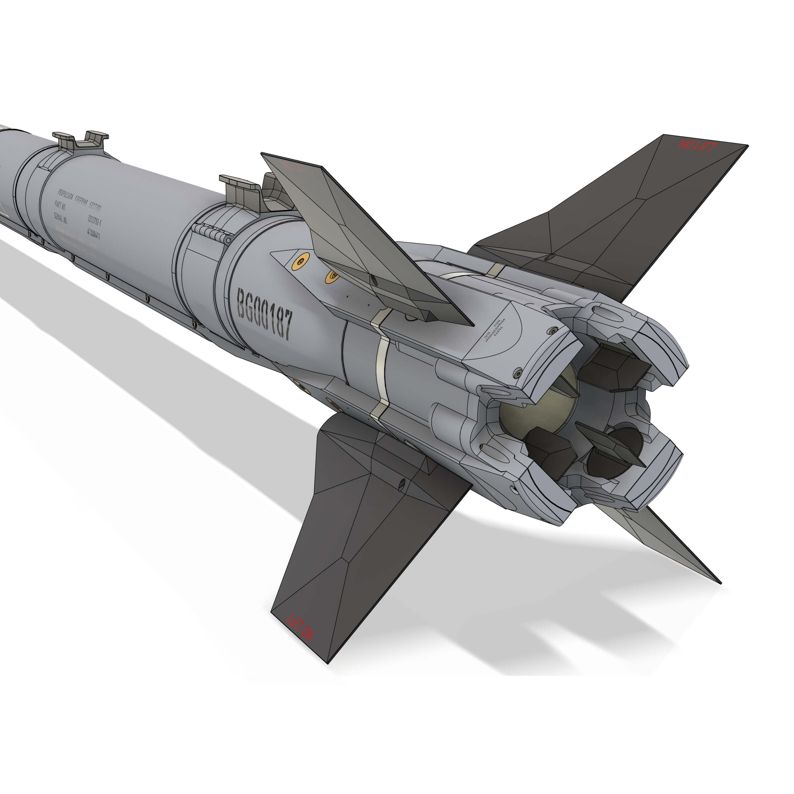 Simplified AIM-9X Sidewinder Missile Extreme Detail-Accuracy 3D Model ...