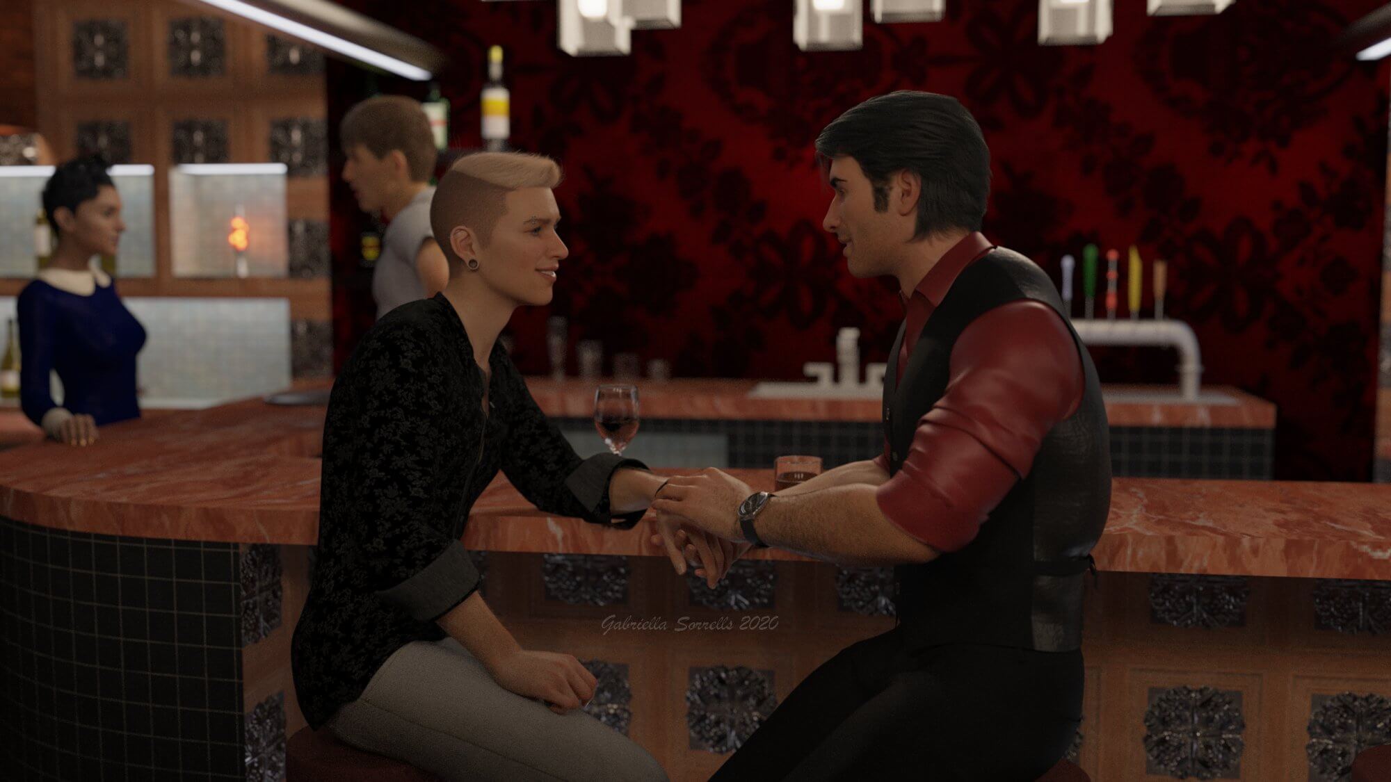 Serious Flirting 3D Render, Digital Art by zombietaggerung