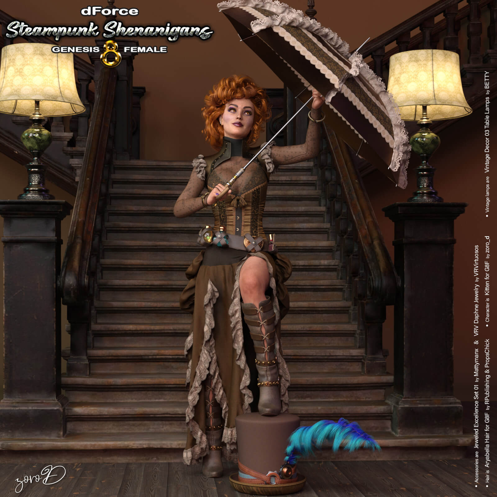 Dforce Steampunk Shenanigans for Genesis 8 and 8.1 Female - Daz Content by zoro_d
