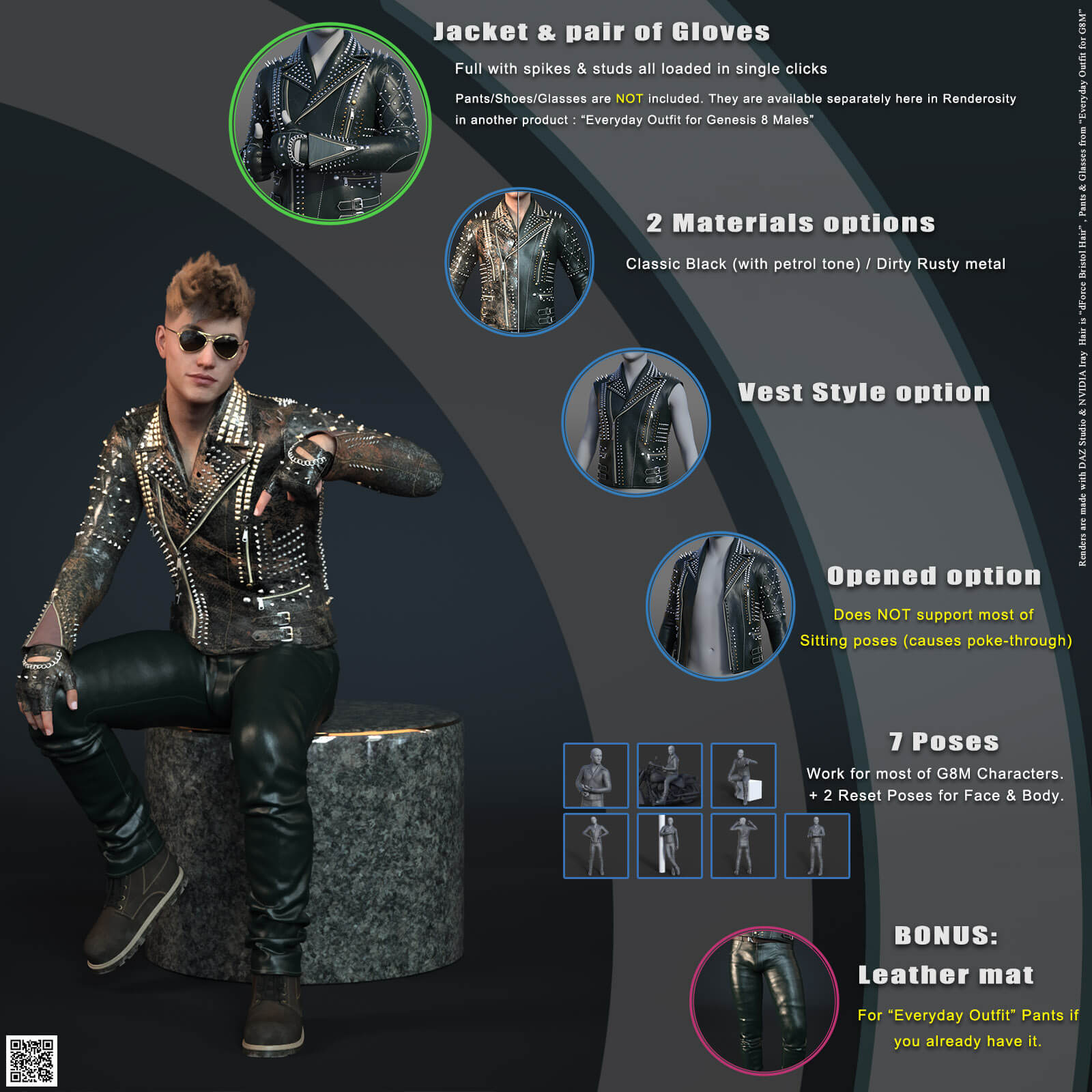 Spiky Jacket for Genesis 8 Male - Daz Content by zoro_d
