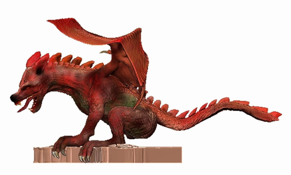 Winged Dog Dragon Looking Down - 3D Model by zubi