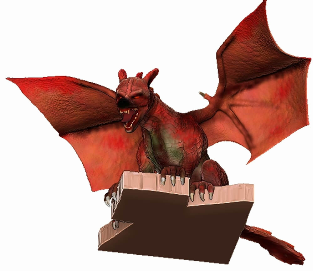 Winged Dog Dragon Looking Down - 3D Model by zubi