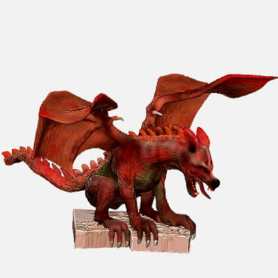 Winged Dog Dragon Looking Down - 3D Model by zubi